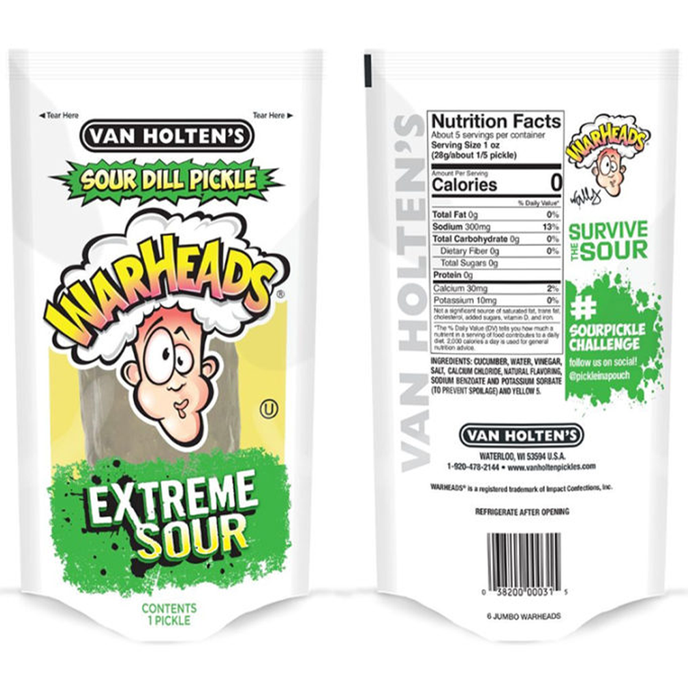 Van Holten's Warheads Extreme Sour Dill Pickle in a Pouch ...