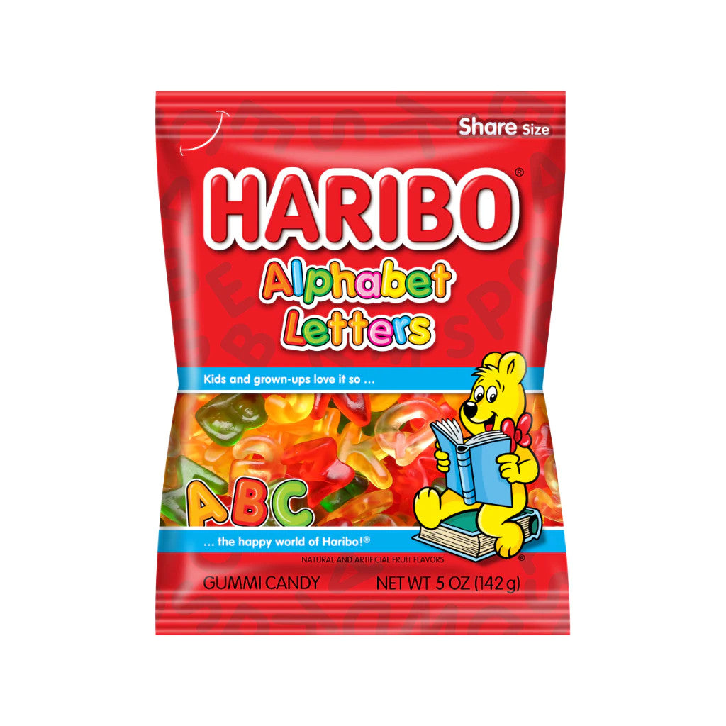 Haribo Alphabet Letters Gummy Candy 5 Ounce 12 Count Peg Bag ...